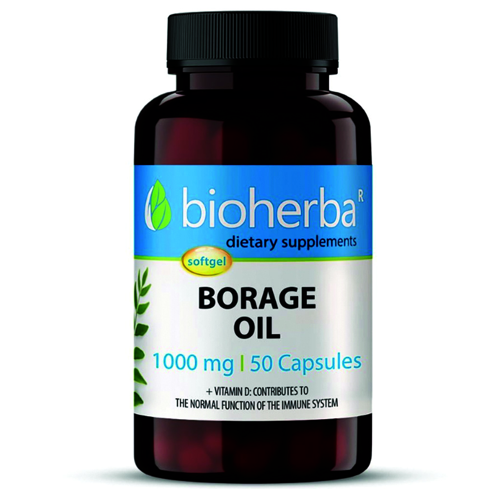 Масло от Пореч / Borage Oil Bioherba 1000 mg x 50 софтгел капсули - BG ...